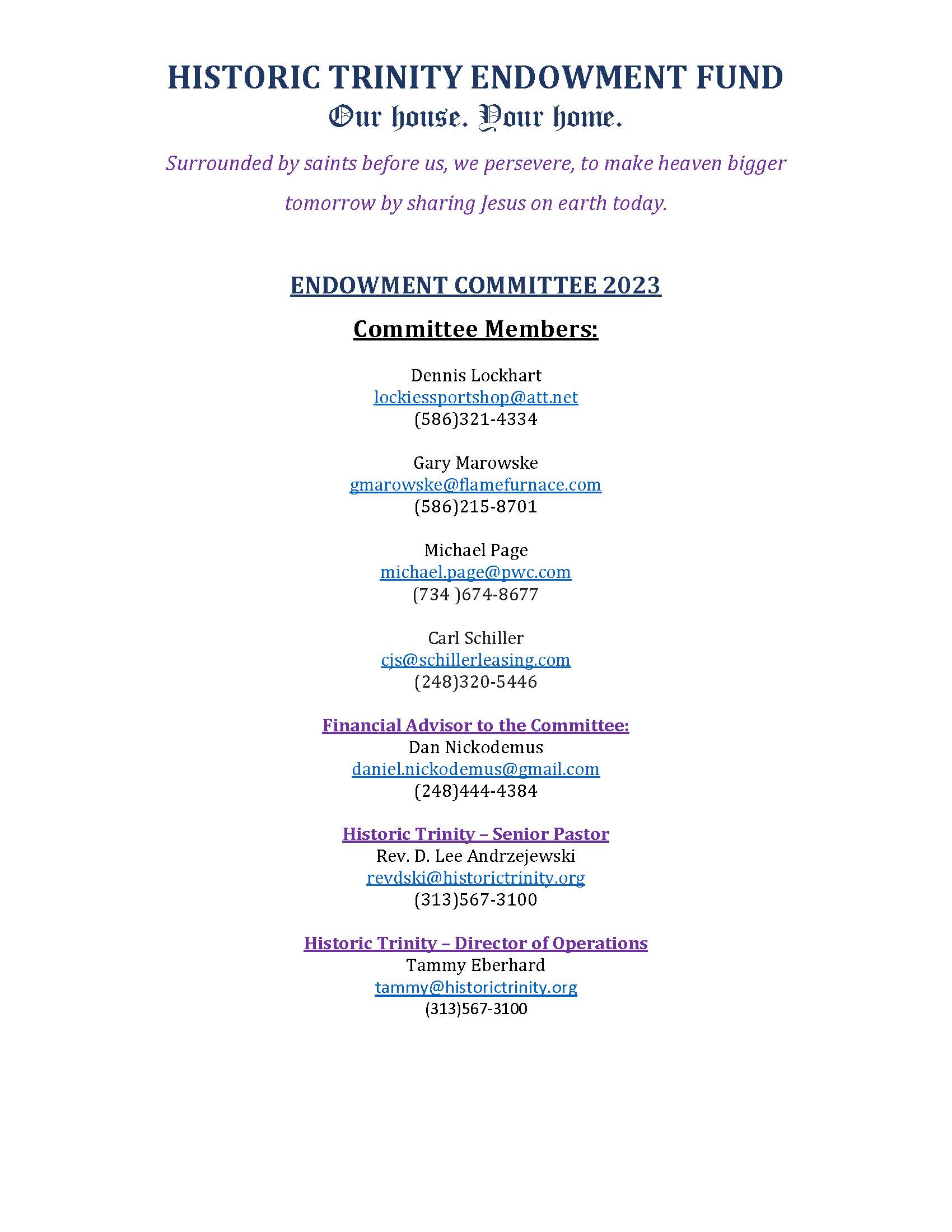 ENDOWMENT COMMITTEE - Historic Trinity